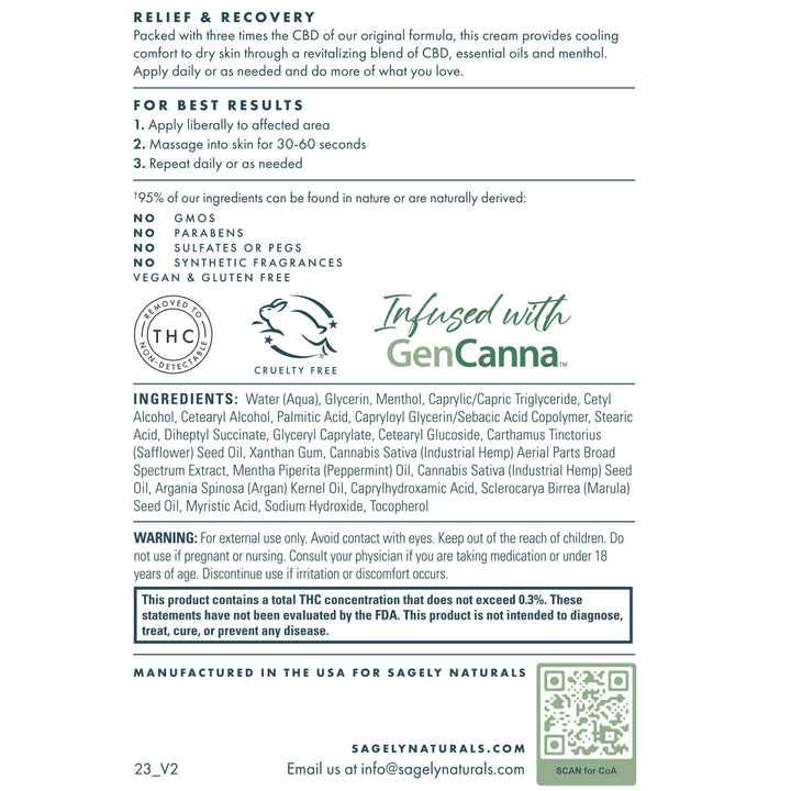 Powerful 750mg CBD Cream for Muscle & Joint Comfort – Sagely Naturals